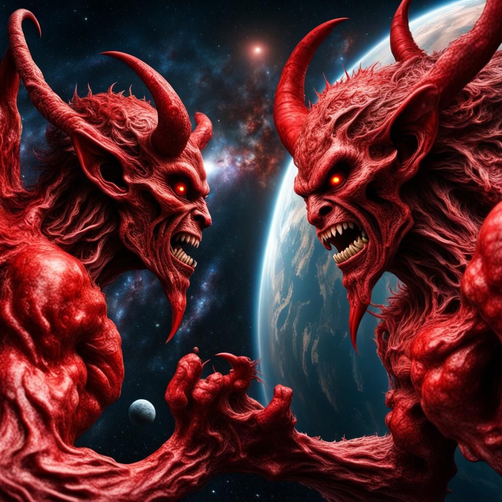 red blood demons in outer space are planning an attack on earth - AI ...