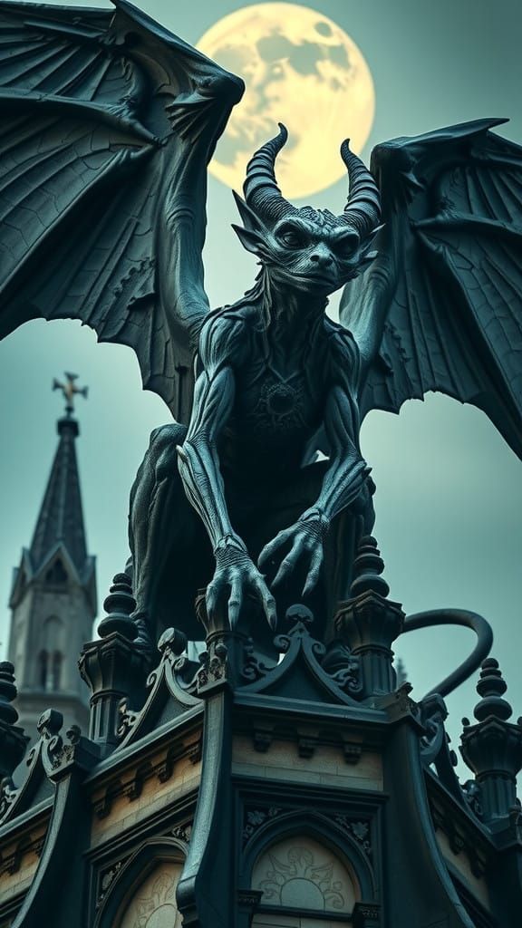 Gargoyle - Gothic Stone Gargoyle Goddess of the Moonlit City