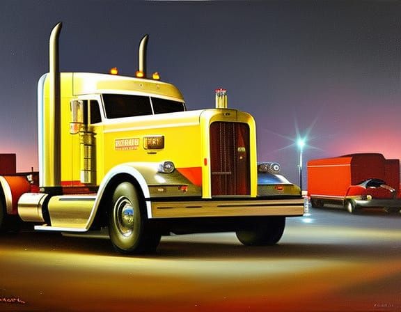 Big Rig at Night - AI Generated Artwork - NightCafe Creator