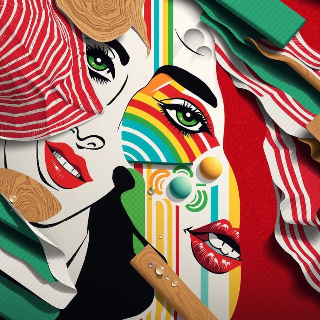 Vibrant Portrait in Paper Strip Collage Style - AI Art