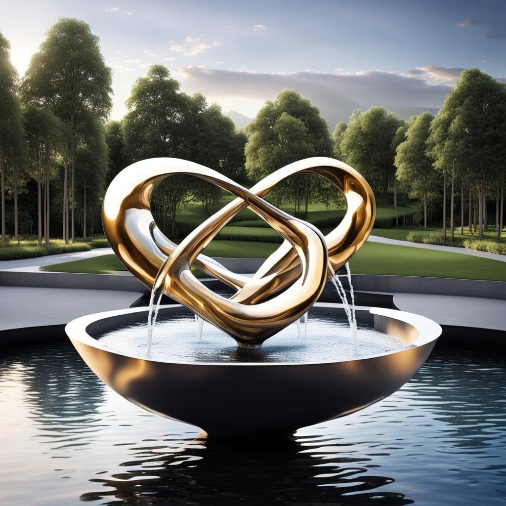 Beautiful infinity shaped water fountain - AI Generated Artwork ...
