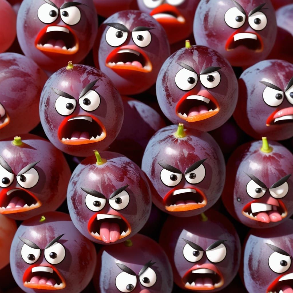 Grapes in Furious Expressions - AI Art