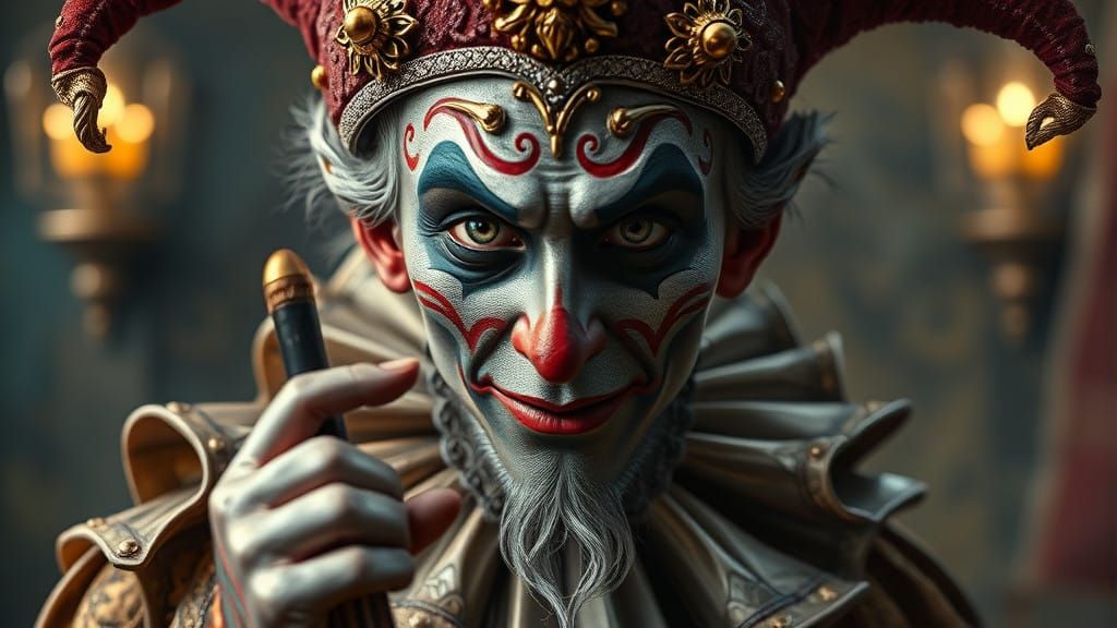 The jester playing a double game - Medieval Jester in Opule...