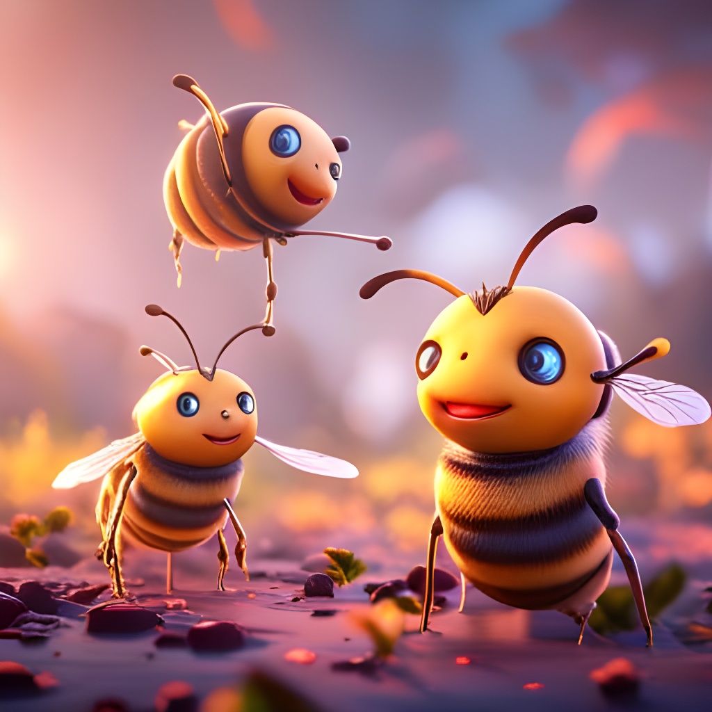 Smiling bees talking together - AI Generated Artwork - NightCafe Creator