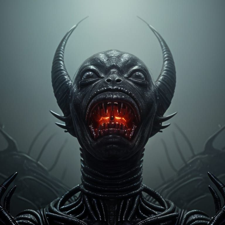 Alien Queen in Surrealist Reality, Close-Up of Aci... - AI Art