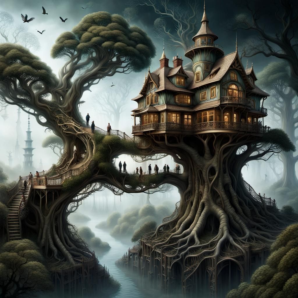 Tree house 7 - AI Generated Artwork - NightCafe Creator