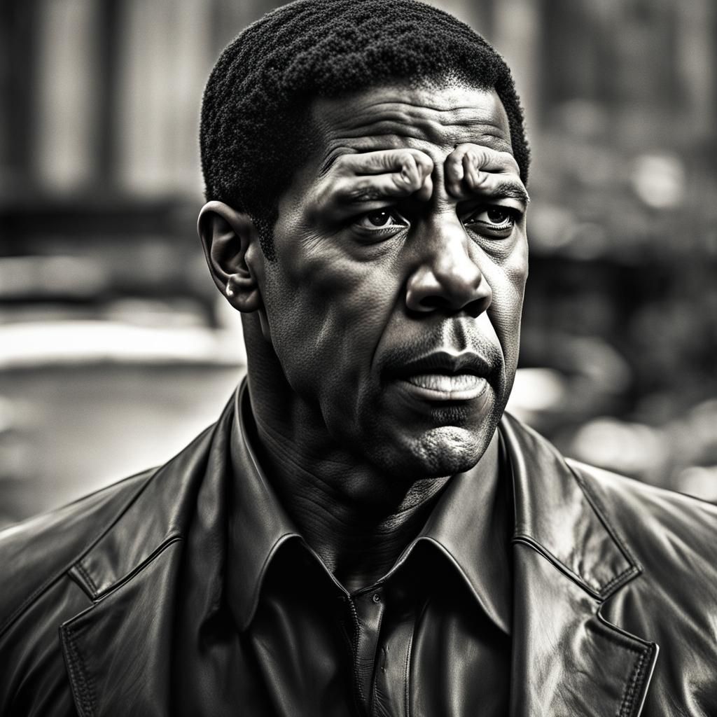 a visually striking image of Denzel Washington in slow motion ...