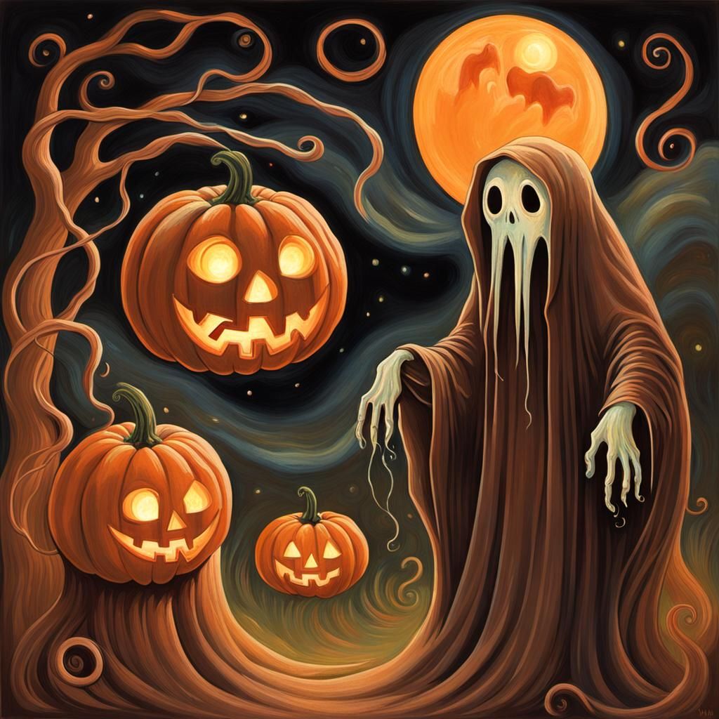 brown jack o'lantern ghost - AI Generated Artwork - NightCafe Creator