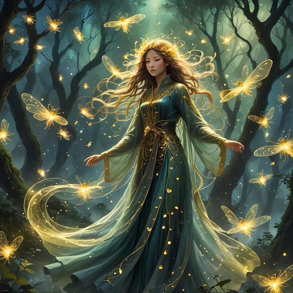 Imagine a stunning and surreal scene where a colossal, ethereal figure ...