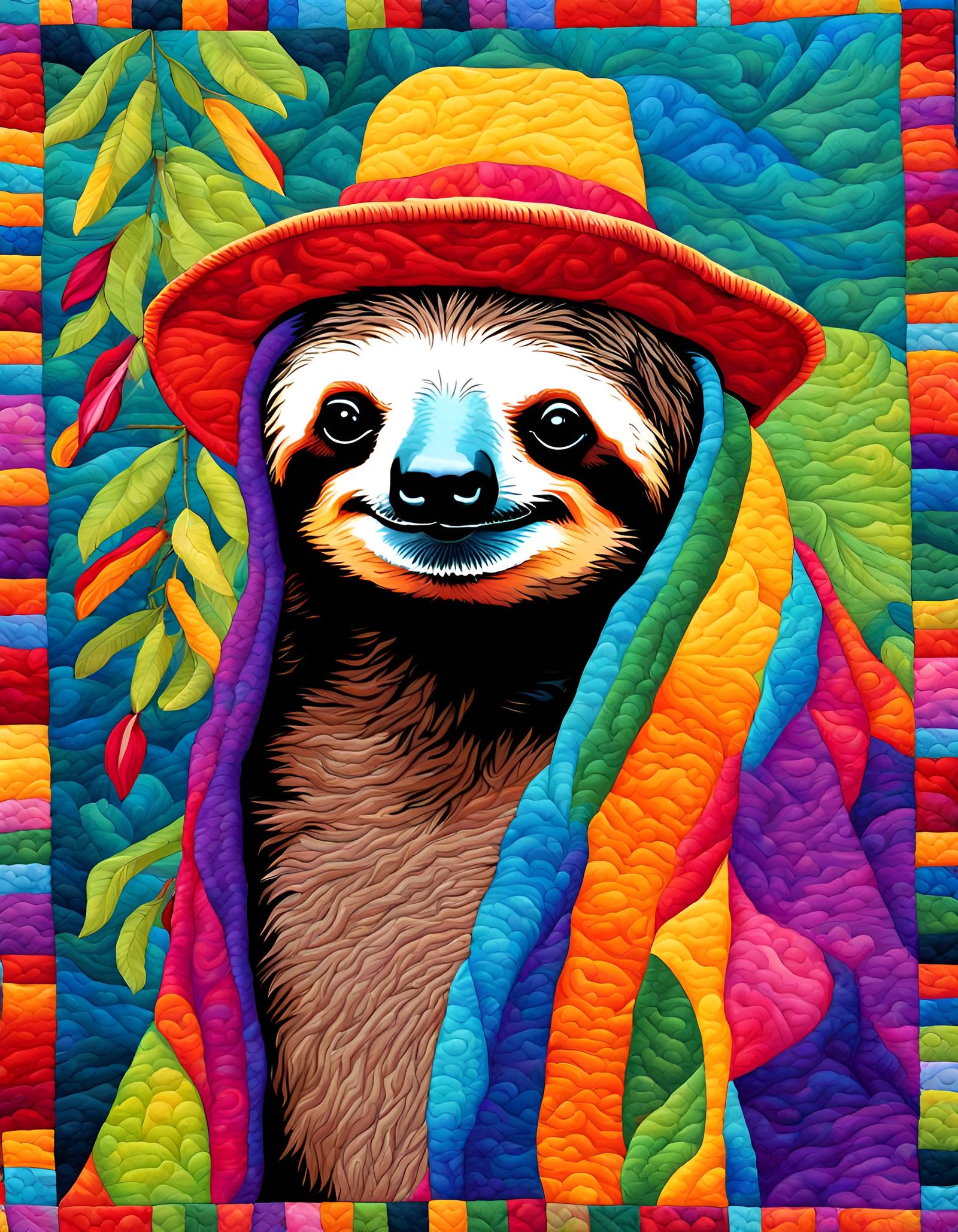 Sloth quilt - AI Generated Artwork - NightCafe Creator