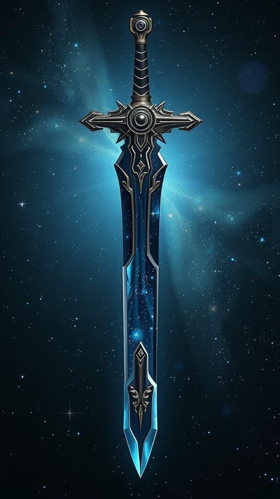 Cosmic Black Broadsword in Futuristic Concept Art - AI Art