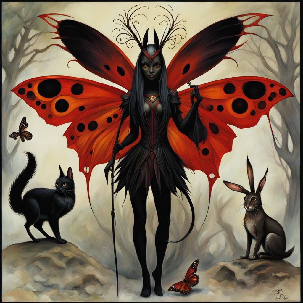 Fairy ,bird, butterflies, enchanted forrest Dark fey creature of the ...