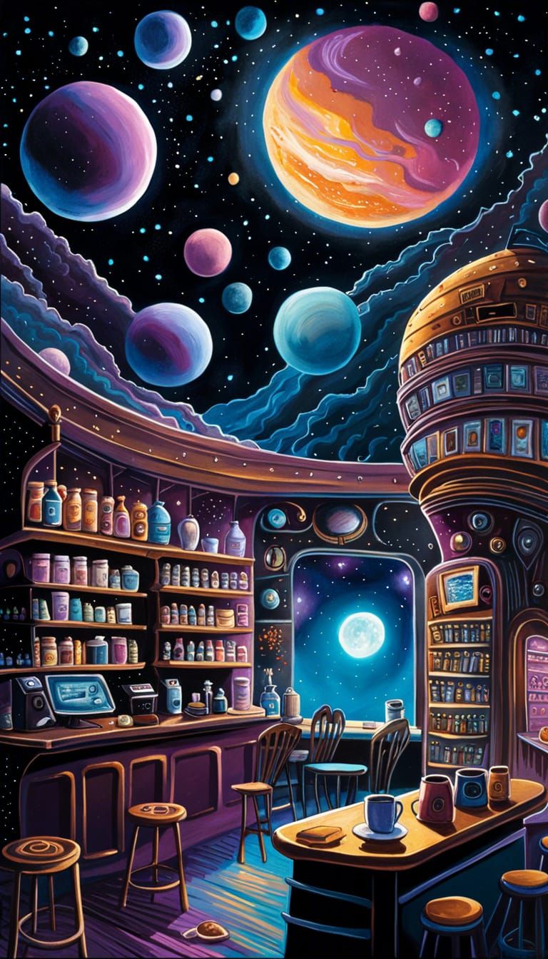 Cyber Coffee Shop - AI Generated Artwork - NightCafe Creator