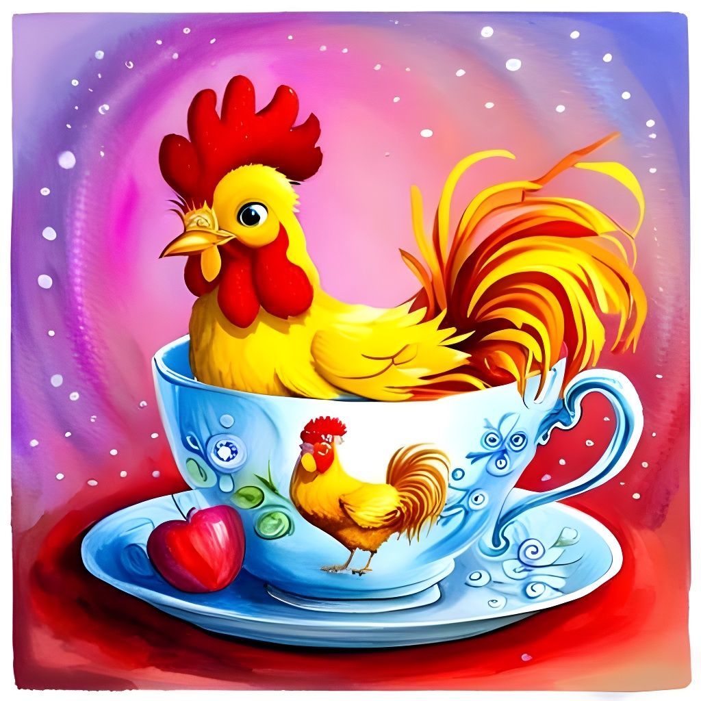 Teacup Rooster - AI Generated Artwork - NightCafe Creator
