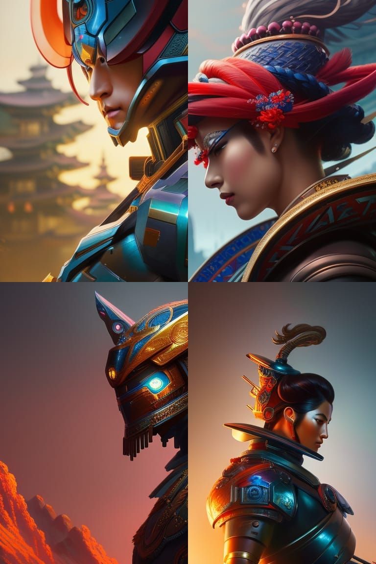 Ukiyo-e painting of a grover robot samurai. detailed matte painting ...