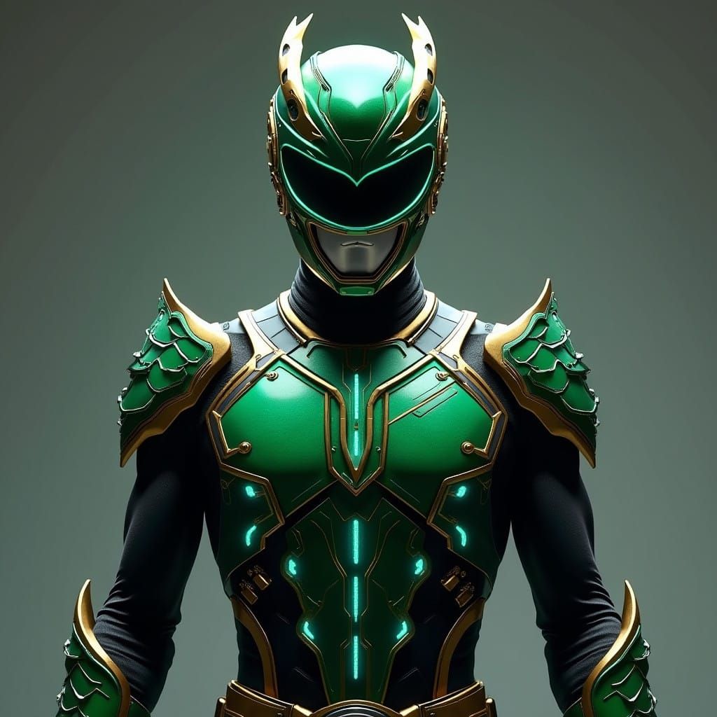 Emerald green with black and gold accents. Include dragon-inspired ...