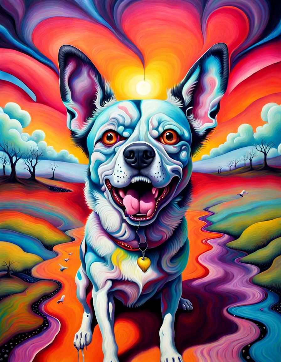 Surreal painting dog vibrant psychotic - AI Generated Artwork ...