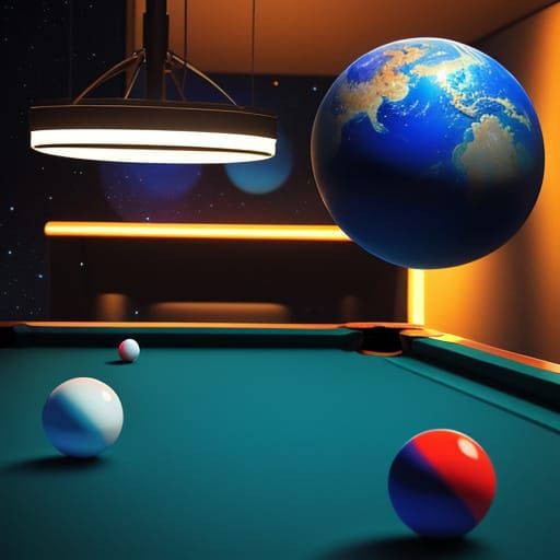 THE PLANETS OF THE SOLAR SYSTEM ON A POOL TABLE