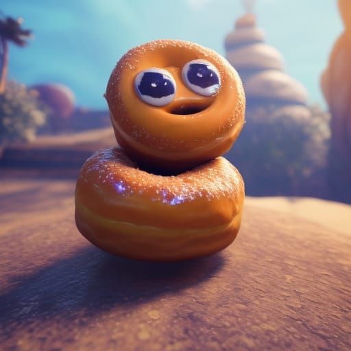 A cute donut with eyes and a smile, 8k, hyper realistic - AI Generated ...