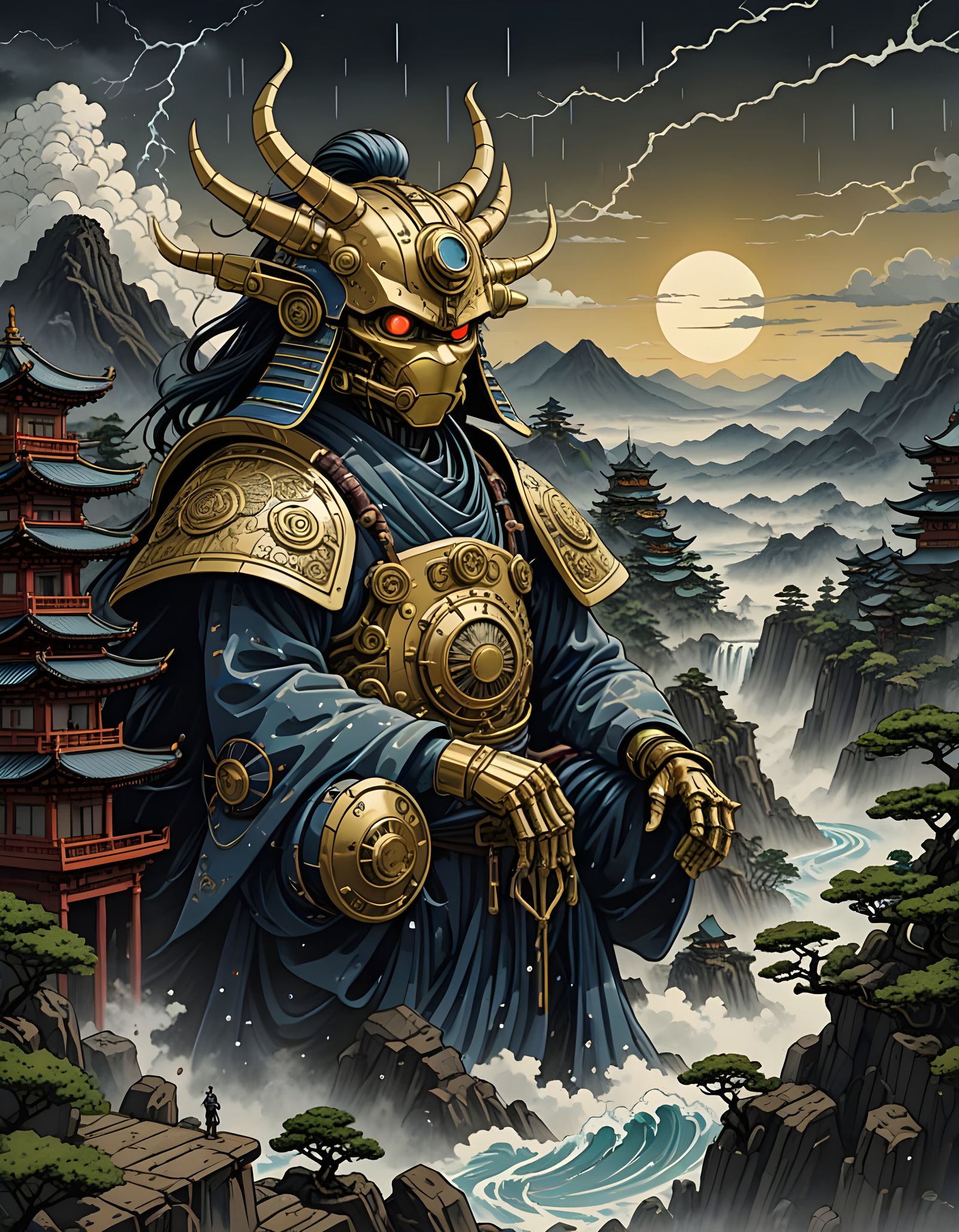 Hyperrealistic Samurai God of Rain in Epic Stormy ... - AI Art