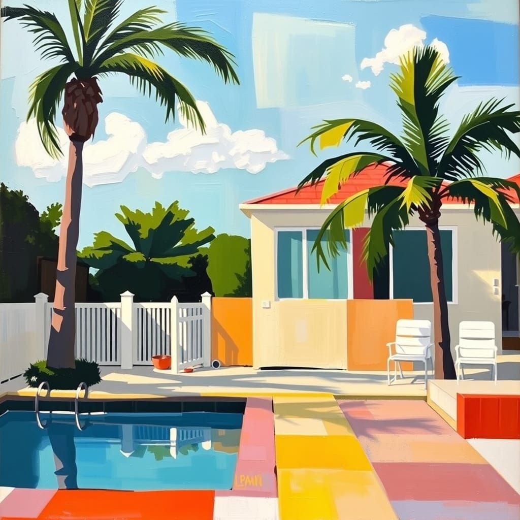 Abstract Expressionist Beach Scene in Minimalist O... - AI Art