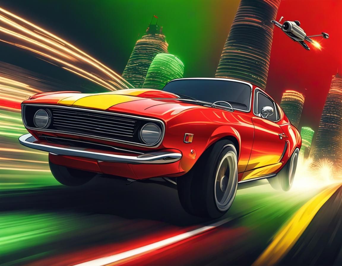 Drivers Ready, A thrilling race scene, an artistic racing car, top ...