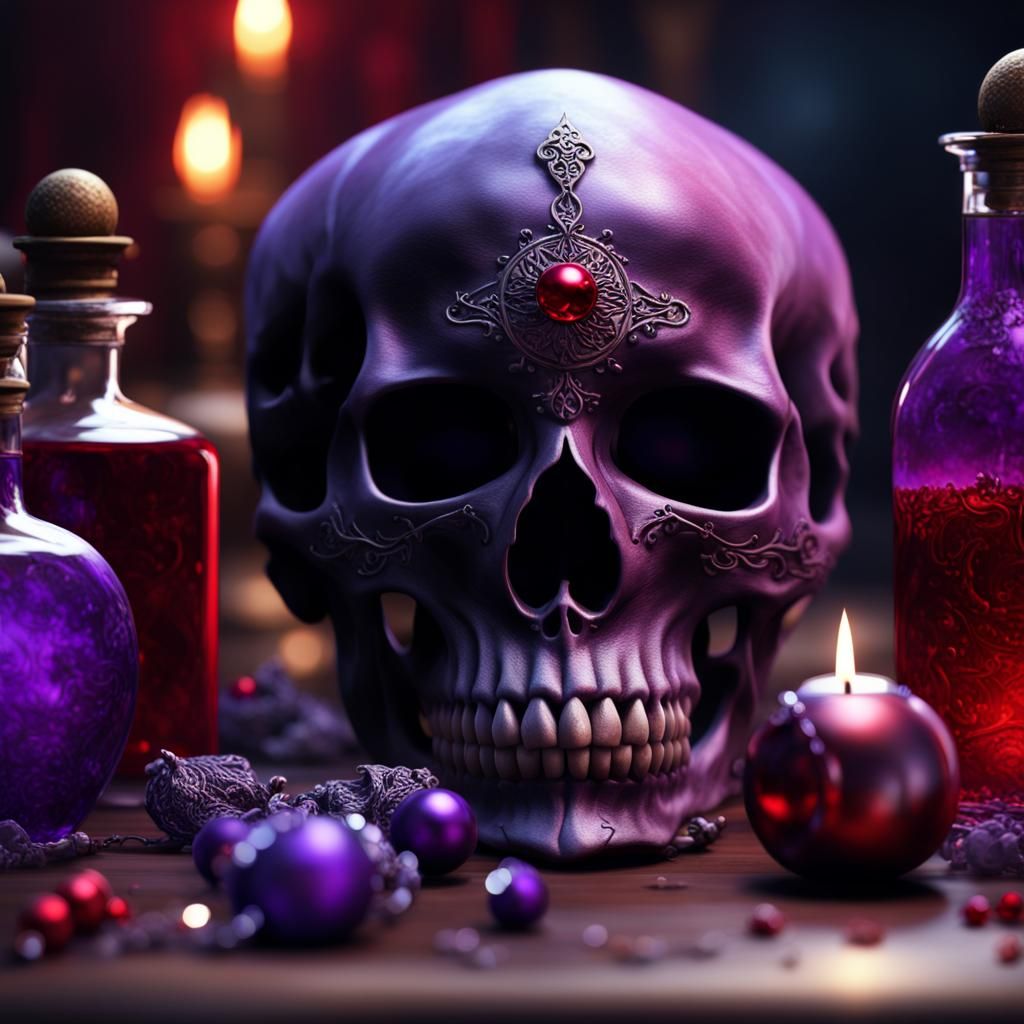 Macabre Skull on a Table - AI Generated Artwork - NightCafe Creator