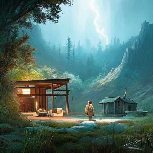 "A quiet night in the mountains and forest!!! Crumbling cabin ...