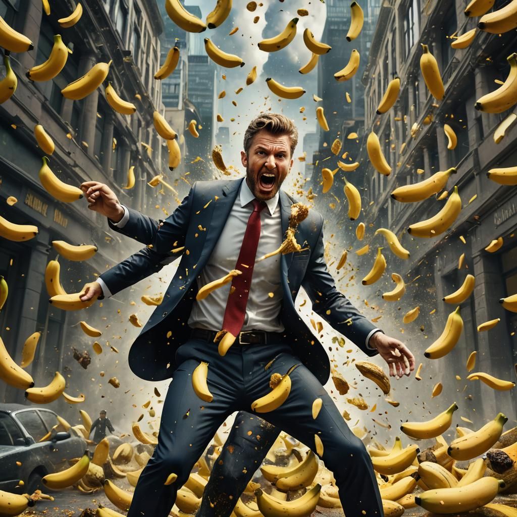 Business man exploding into bananas - AI Generated Artwork - NightCafe ...