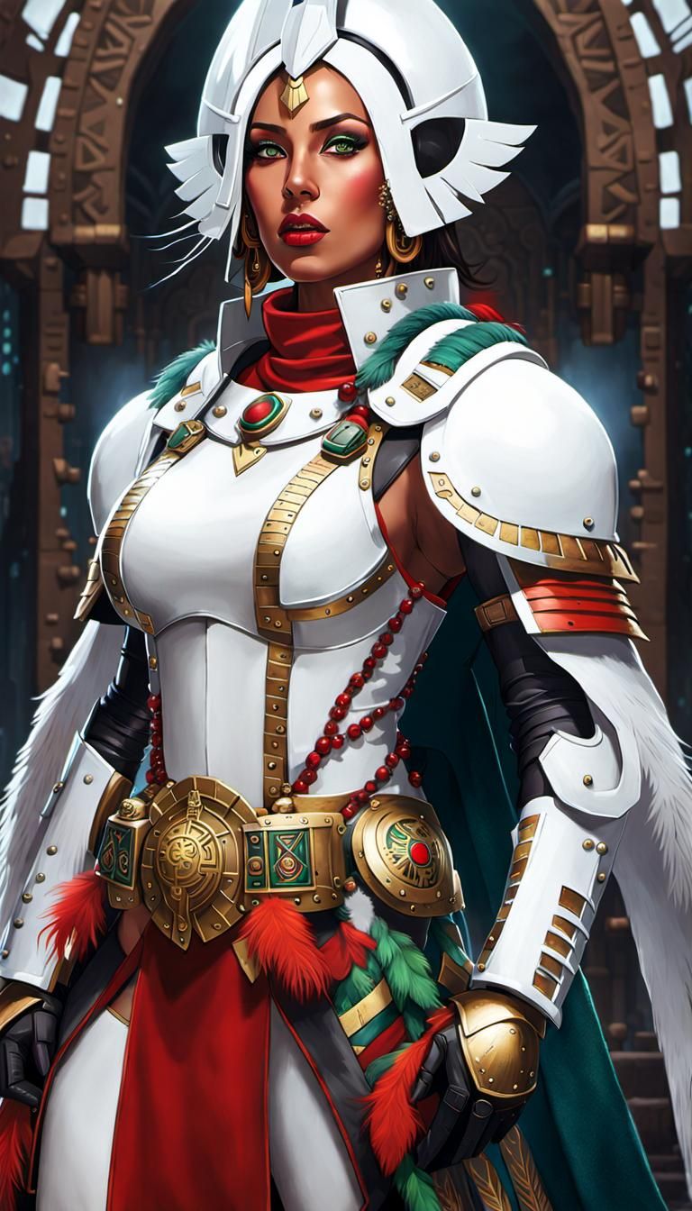 Warhammer 40k, space Marine, beautiful woman, Anitta, tanned skin ...