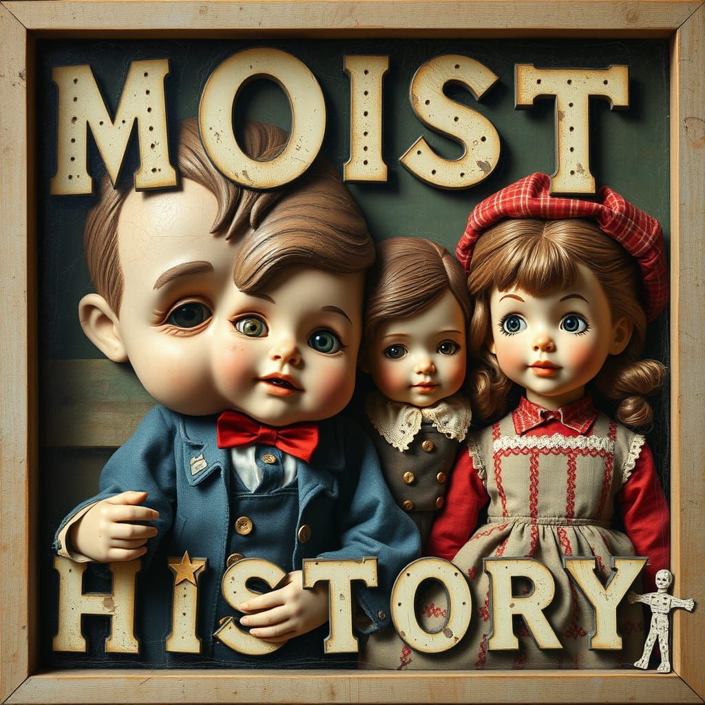 Surreal. Simplistic. Sign: “MOiST HiSTORY” historic closeup image in ...