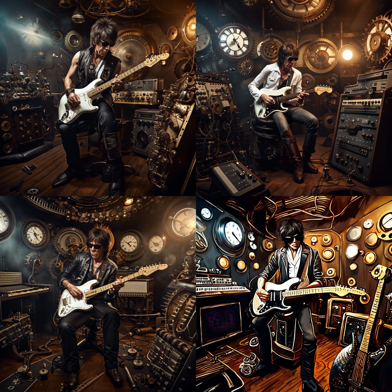 jeff beck musician wearing dark sunglasses playing a white stratocaster ...