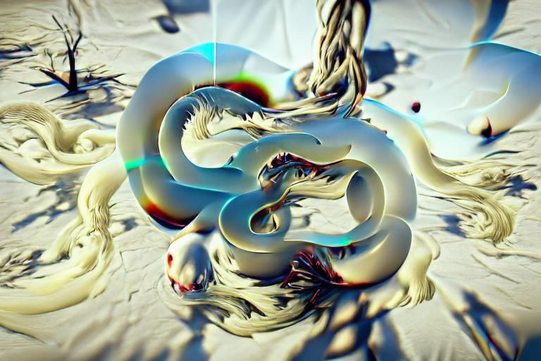 white snake 8K 3D 8k resolution surrealism geometric dye-transfer ...