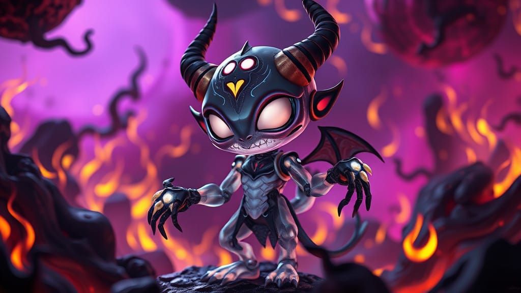 Glowing Dark Cyber Demon Hybrid in Hellish Psyched... - AI Art
