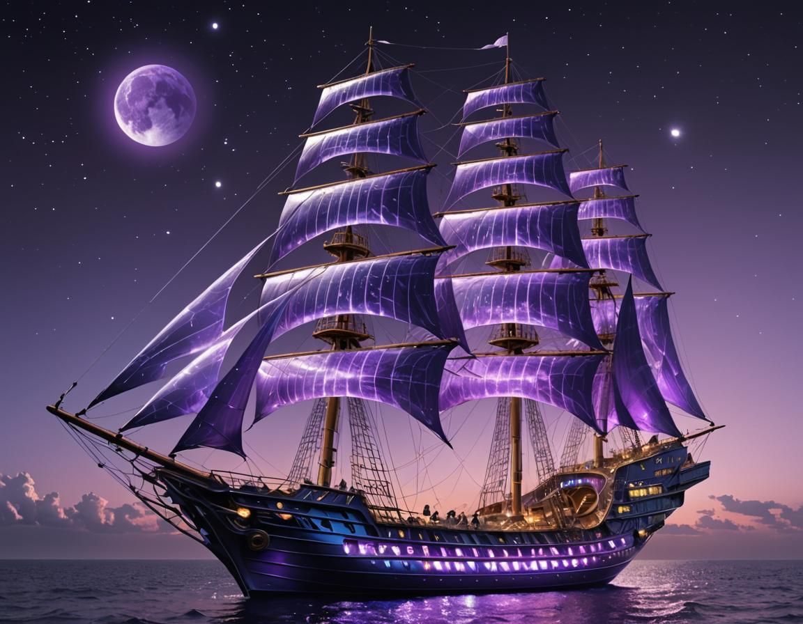 Futuristic purple ship - AI Generated Artwork - NightCafe Creator