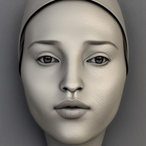 Girl face sculpture made by steel net realistic - AI Generated Artwork ...