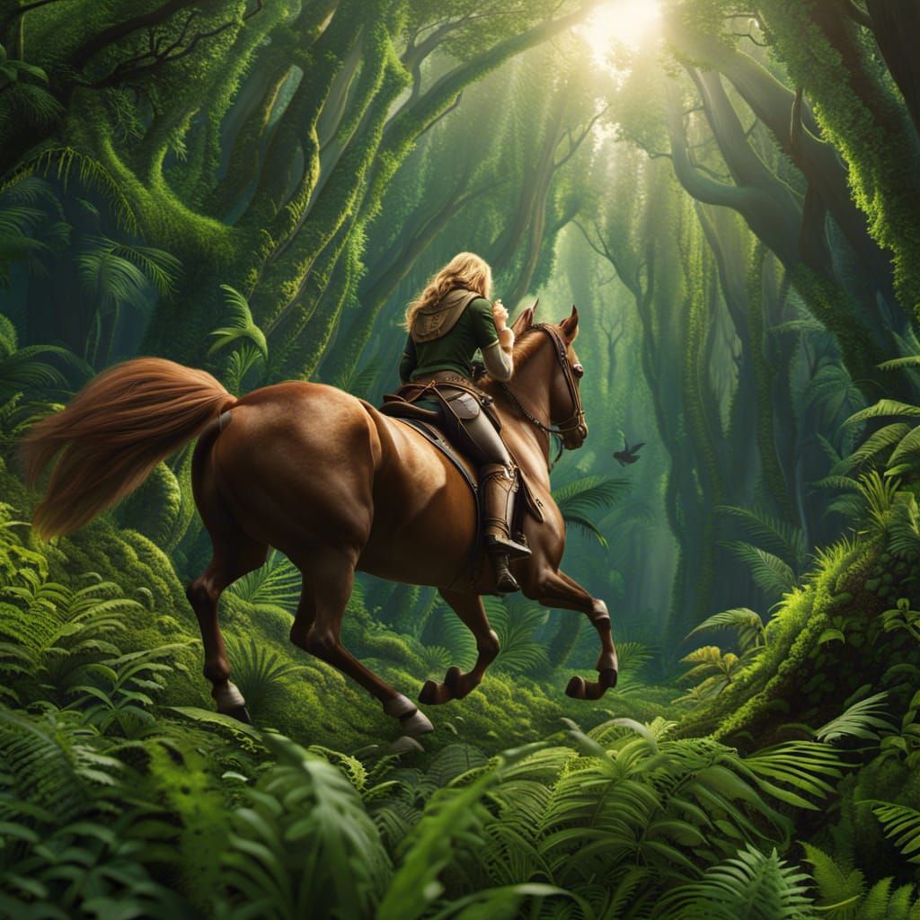 Riding through the forest - AI Generated Artwork - NightCafe Creator