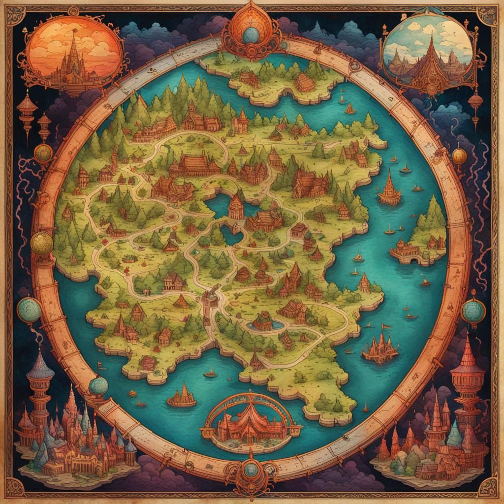 An impressive arcane ancient map; a blueprint of geography. - AI ...