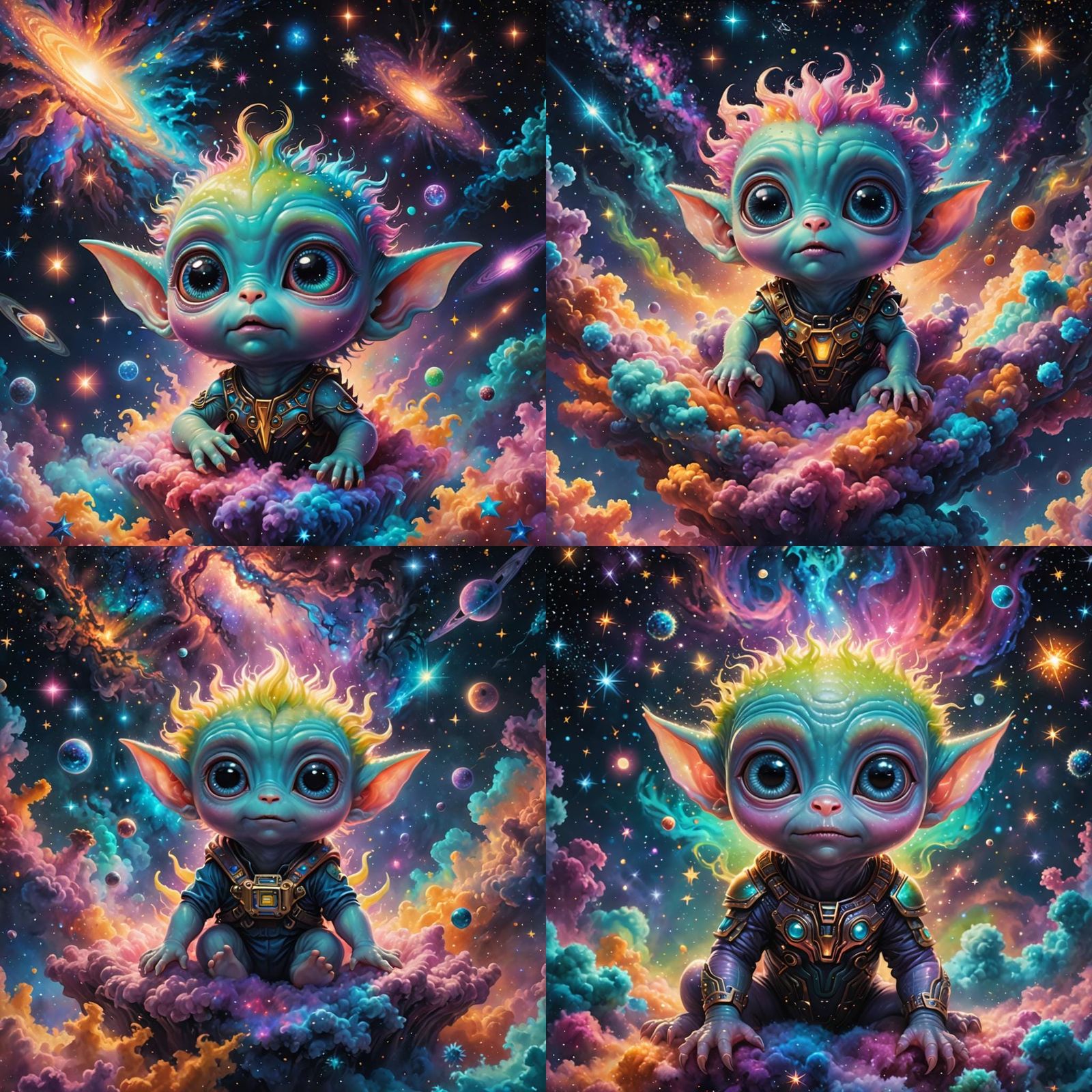 Vibrant pastel baby aliens - AI Generated Artwork - NightCafe Creator