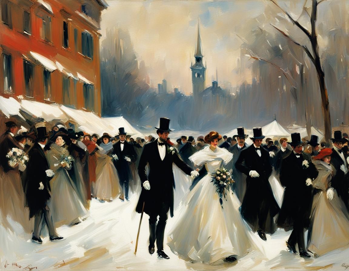 Style of John Singer Sargent, a Victorian winter wedding - AI Generated ...