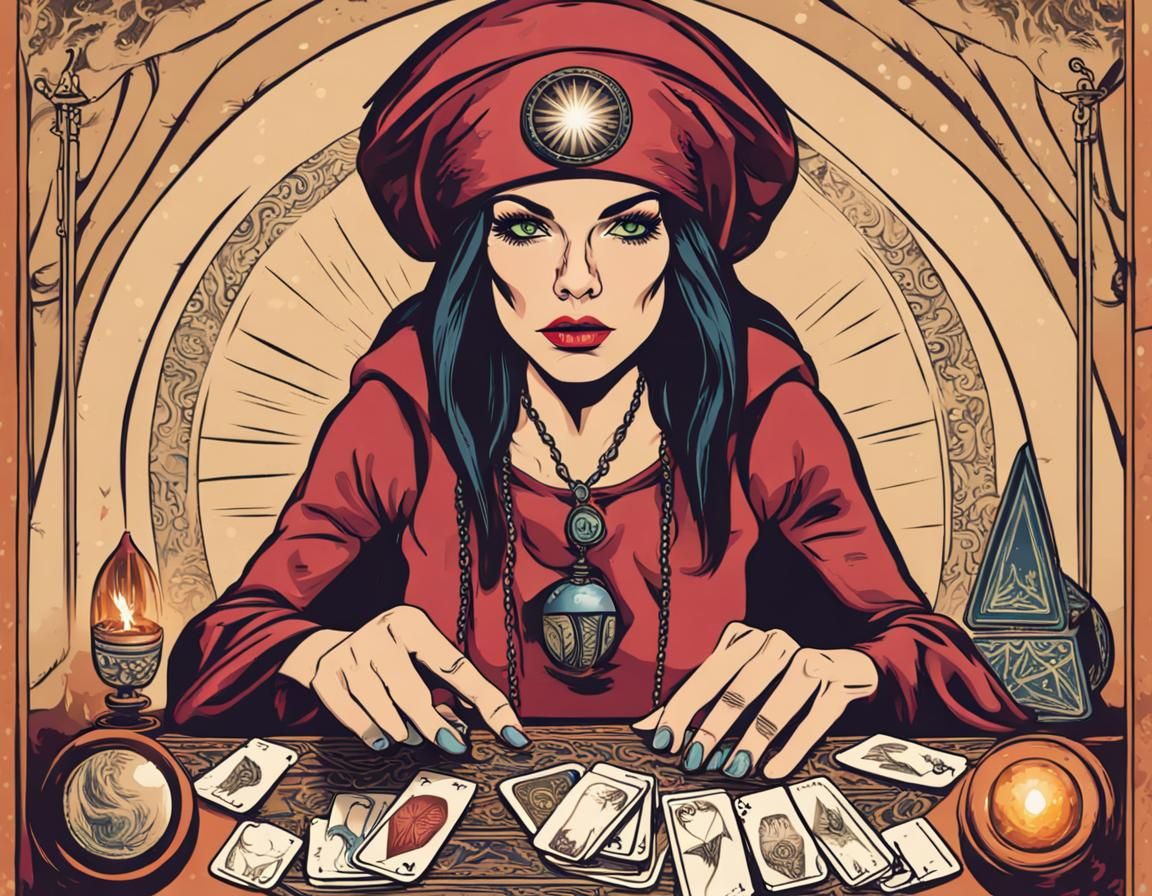 Fortune Teller with Tarot Cards - AI Generated Artwork - NightCafe Creator