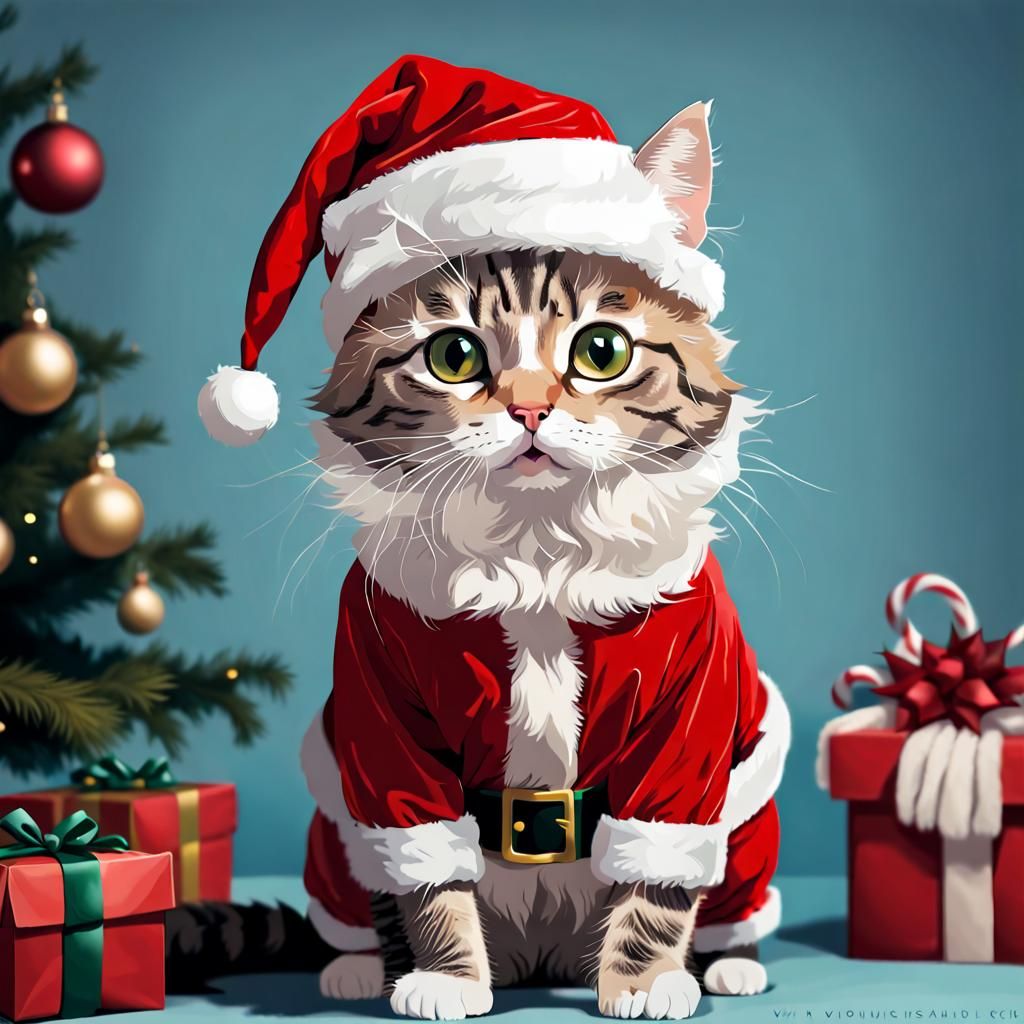 A cute cat dressed as Santa Claus - AI Generated Artwork - NightCafe ...