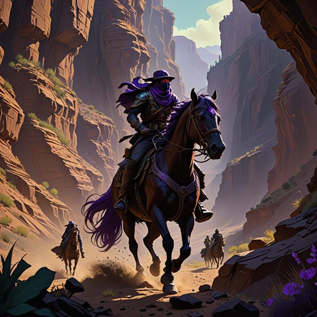 Epic Dark Fantasy Pony Express Rider vs Alien Hord... - AI Art