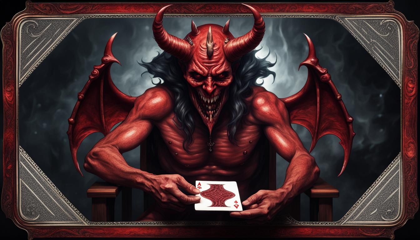 playing cards with the devil - AI Generated Artwork - NightCafe Creator