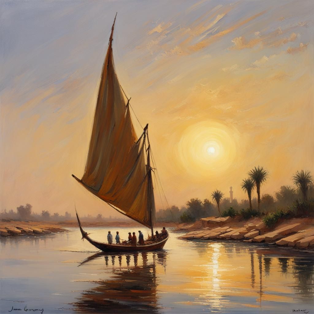 felucca on the Nile - AI Generated Artwork - NightCafe Creator