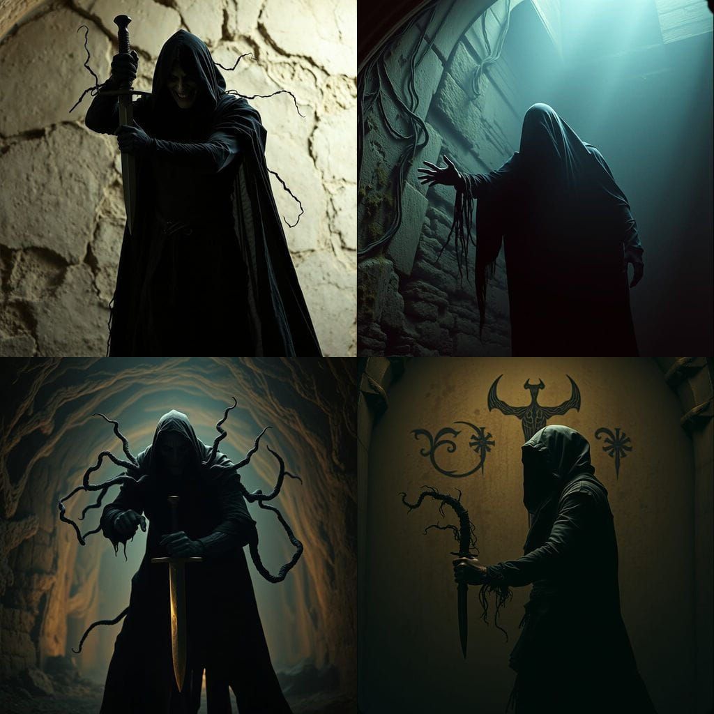 Mysterious Shadow Figure Prepares to Strike in Cat... - AI Art