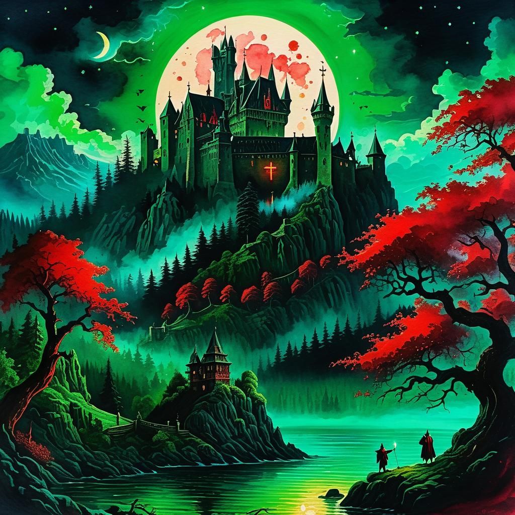 Dracula's castle :: cinematic 16k resolution masterpiece illustration ...