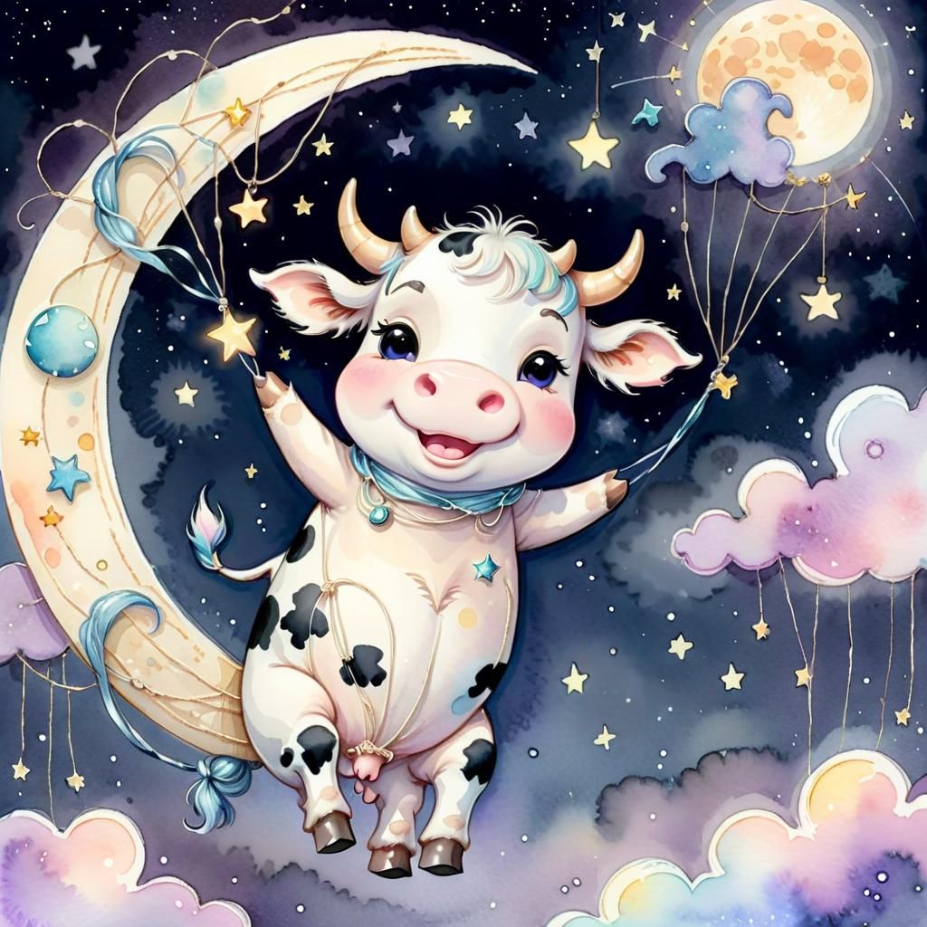 Hey diddle, diddle, the cow jumped over the moon... - AI Generated ...