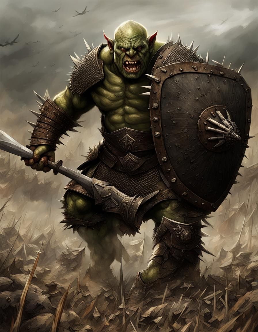 Orc with Shield - AI Generated Artwork - NightCafe Creator