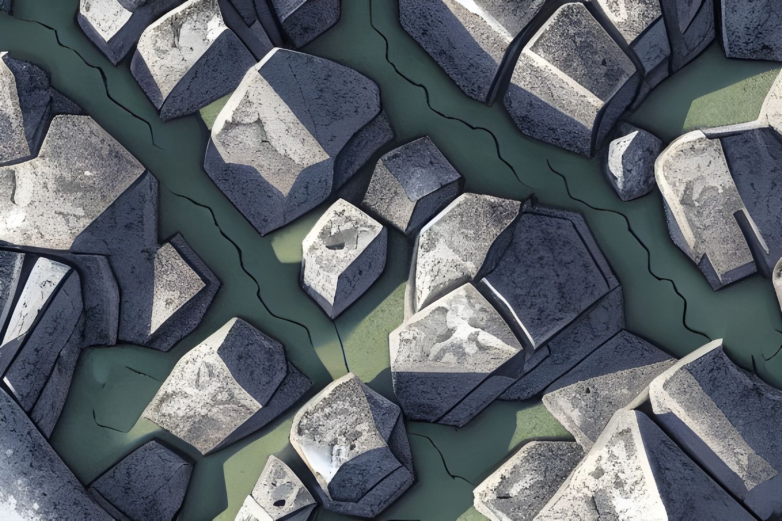 Rubble Terrain: Aerial View of Blank Gaming Map - AI Art